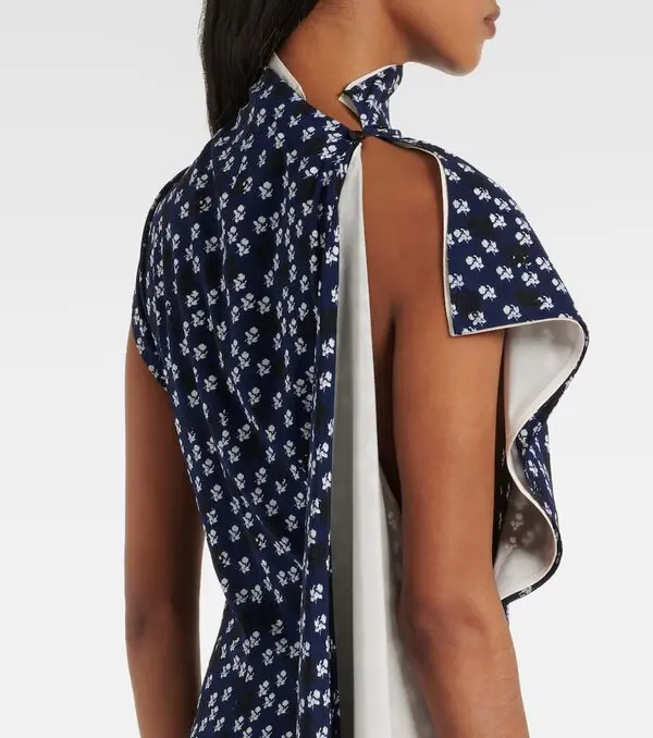 Proenza Schouler Devyn Floral Draped Maxi Dress - Blue
