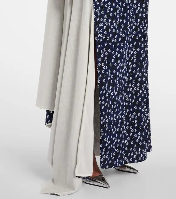 Proenza Schouler Devyn Floral Draped Maxi Dress - Blue