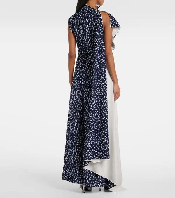 Proenza Schouler Devyn Floral Draped Maxi Dress - Blue