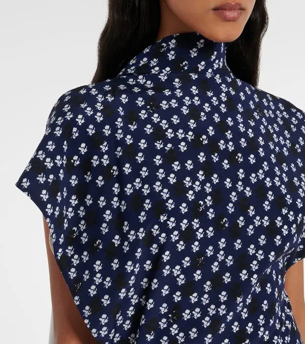 Proenza Schouler Devyn Floral Draped Maxi Dress - Blue