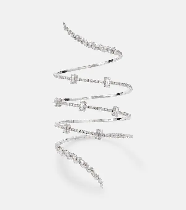 Yeprem 18kt White Gold Diamond Cuff Bracelet - Silver