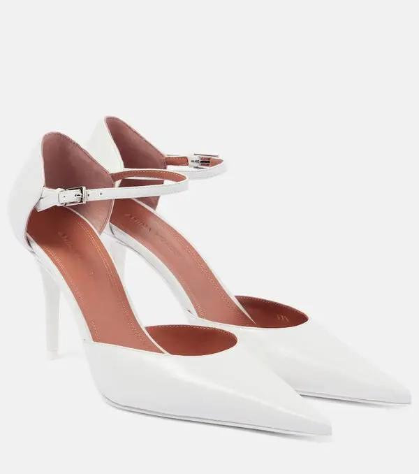 Amina Muaddi Barbara Mary Jane Leather Pumps - White