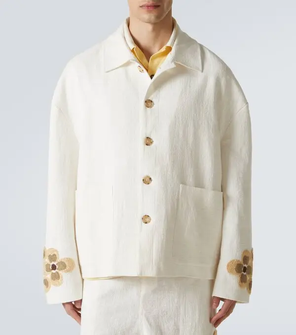 Commas Floral Linen And Cotton Boucle Jacket
