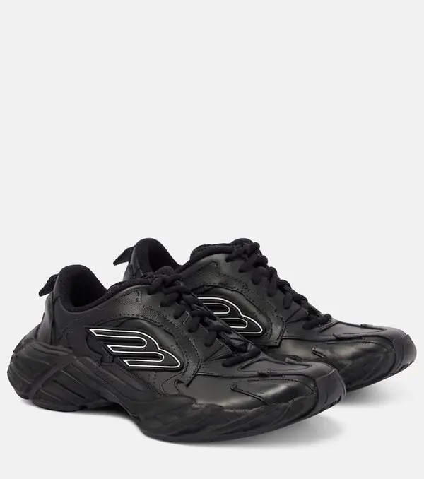 Balenciaga Monday Leather Sneakers - Black