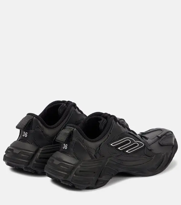 Balenciaga Monday Leather Sneakers - Black