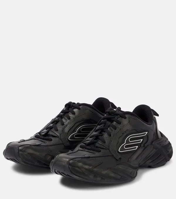 Balenciaga Monday Leather Sneakers - Black
