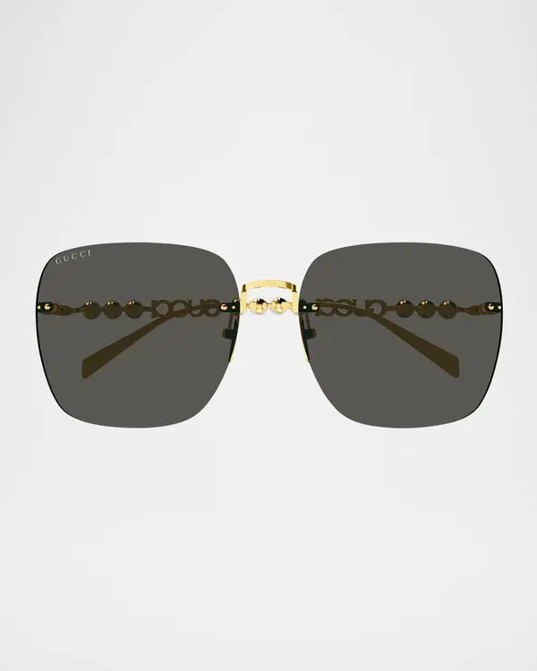 Gucci Metal Rectangle Sunglasses - Gold