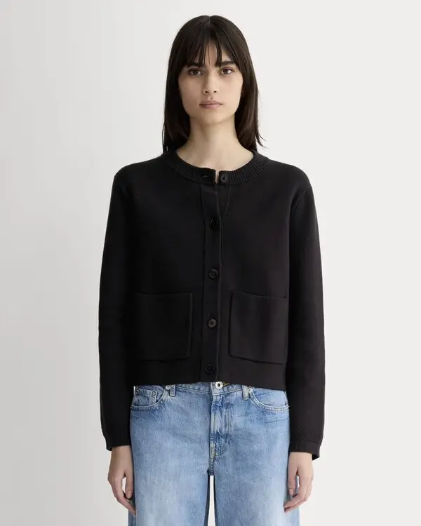 Everlane Everyday Cotton Crew Cardigan - Black