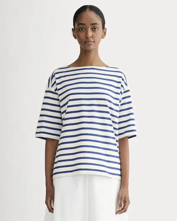 Everlane Mariner Oversized T-shirt - Bone/mazarine Blue
