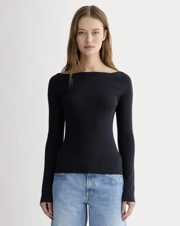 Everlane Knit Boatneck Top - Navy