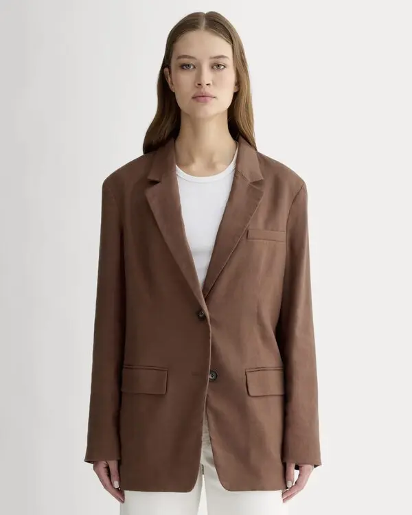 Everlane Oversized Blazer In Stretch Linen - Cedarwood