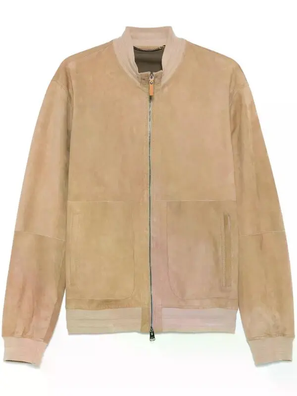 Canali Suede Bomber Jacket - Neutrals