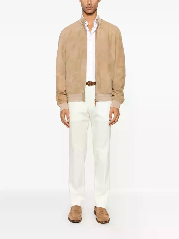 Canali Suede Bomber Jacket - Neutrals