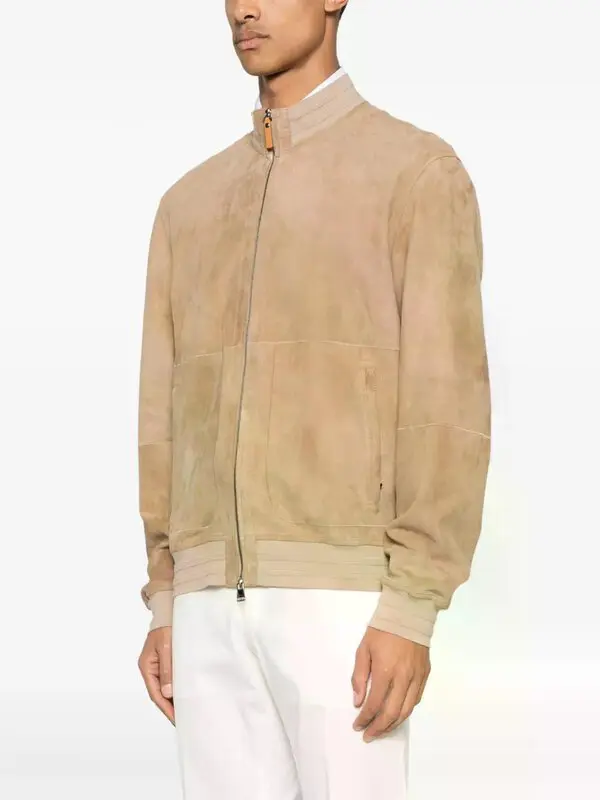 Canali Suede Bomber Jacket - Neutrals