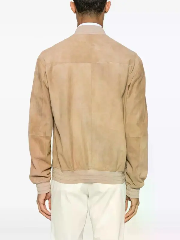 Canali Suede Bomber Jacket - Neutrals
