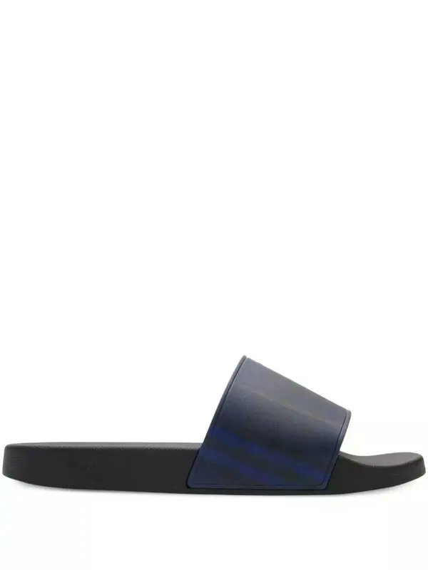 Burberry Checked Slides - Blue