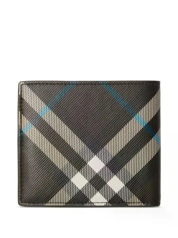 Burberry Check Pattern Bi-fold Wallet - Black