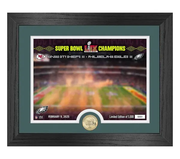 HIGHLAND MINT Eagles Super Bowl Lix Champion Ce Ebration Frame - One-color