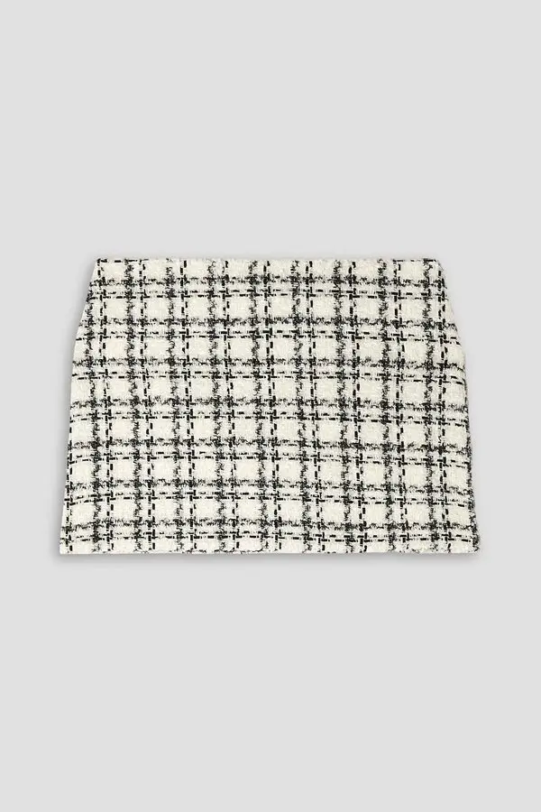 Alice + Olivia Checked Bouclé-tweed Mini Skirt