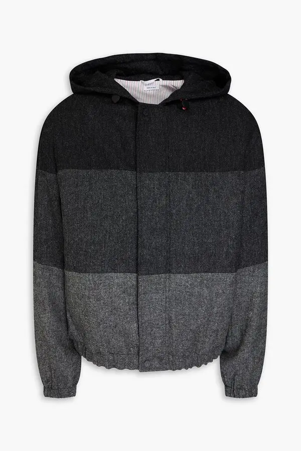 Thom Browne Striped Wool Hooded Jacket - Dark Gray