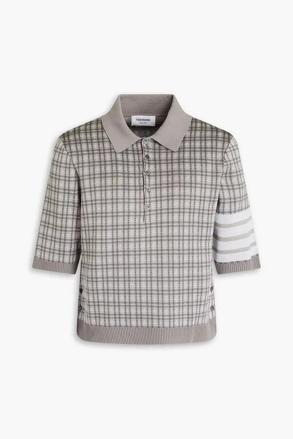 Thom Browne Checked Silk And Cottonblend Polo Shirt