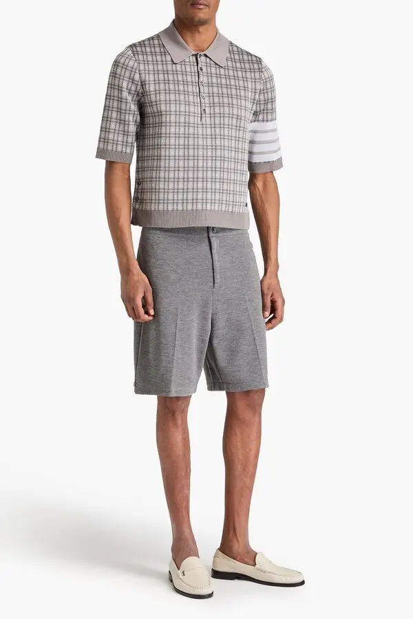 Thom Browne Checked Silk And Cottonblend Polo Shirt