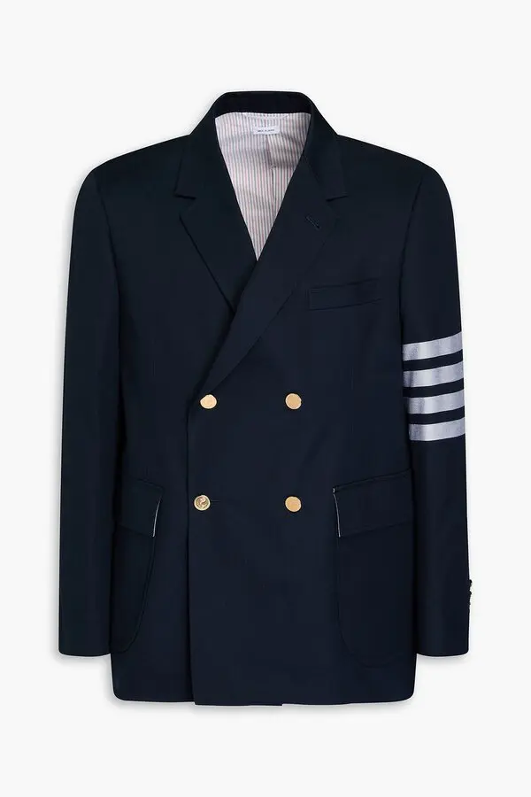 Thom Browne Double-breasted Striped Cotton-twill Blazer - Navy