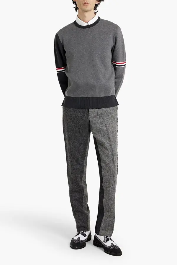 Thom Browne Tapered Two-tone Wool-tweed Pants