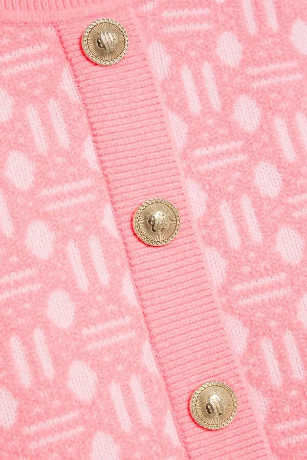 Maje Cropped Jacquard-knit Top - Pink