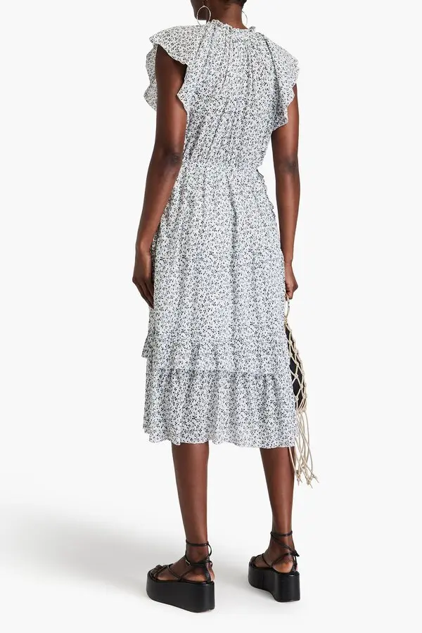 Ulla Johnson Anja Floral-print Cotton-crepon Midi Dress - White