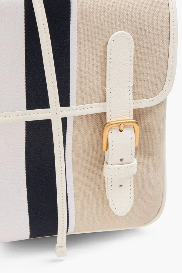 Thom Browne Leather-trimmed Striped Canvas Backpack