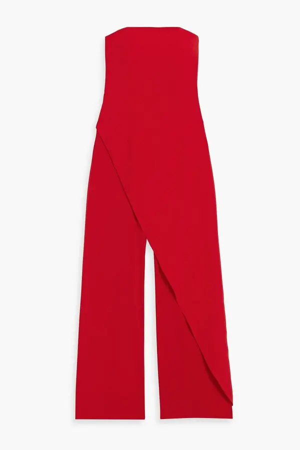 Alice + Olivia Alondra Strapless Asymmetric Jumpsuit - Red