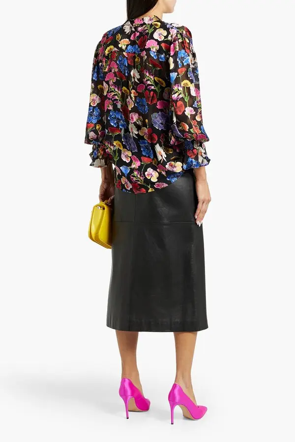 Alice + Olivia Floral-print Fil Coupé Chiffon Blouse