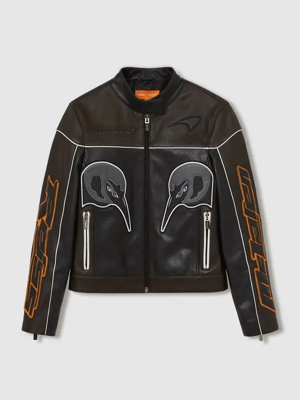REISS F1 Team Champion Leather Biker Jacket - Black