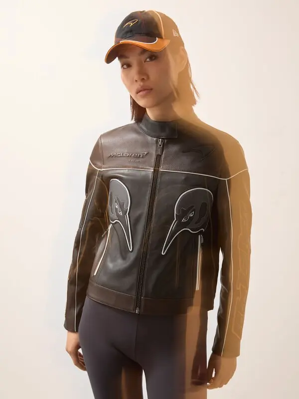 REISS F1 Team Champion Leather Biker Jacket - Black