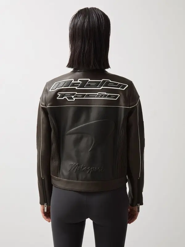 REISS F1 Team Champion Leather Biker Jacket - Black