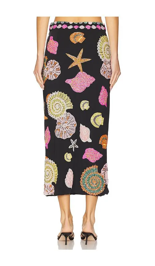 OCEANUS Hand Embellished Midi Skirt