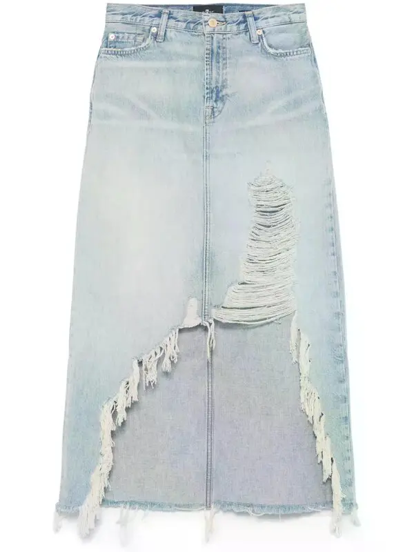 7 For All Mankind Denim Midi Skirt - Blue