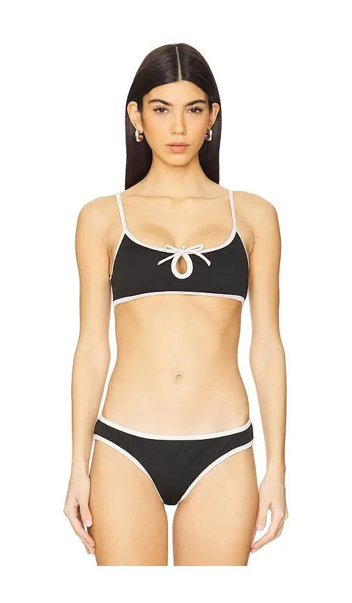 Caroline Constas Gillian Keyhole Bikini Top - Black Ivory Combo