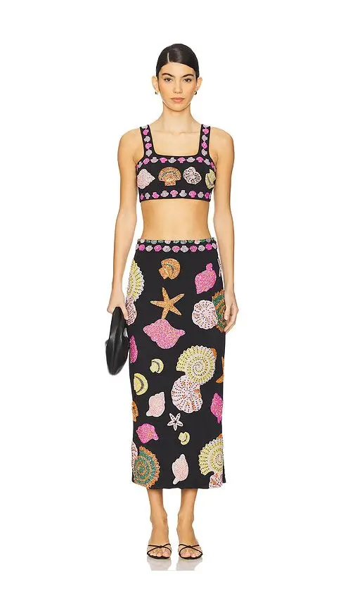 OCEANUS Hand Embellished Top - Black