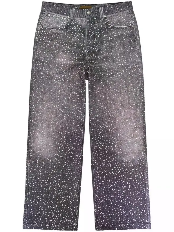 BIRTH OF ROYAL CHILD Rhinestone-embellished Straight Jeans - Grey