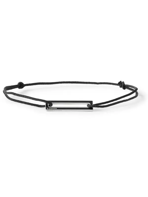 Le Gramme 1.7g Sterling Silver, Enamel And Cord Bracelet - Black