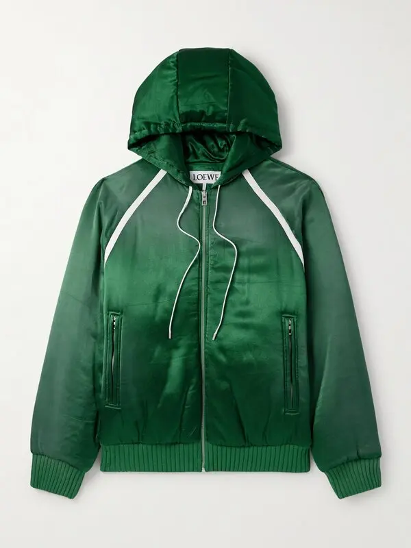 Loewe Oversized Grosgrain-trimmed Padded Satin Hooded Track Jacket