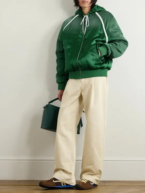 Loewe Oversized Grosgrain-trimmed Padded Satin Hooded Track Jacket