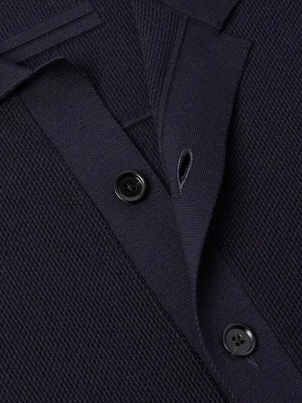 Zegna Camp-collar Wool-piqué Cardigan