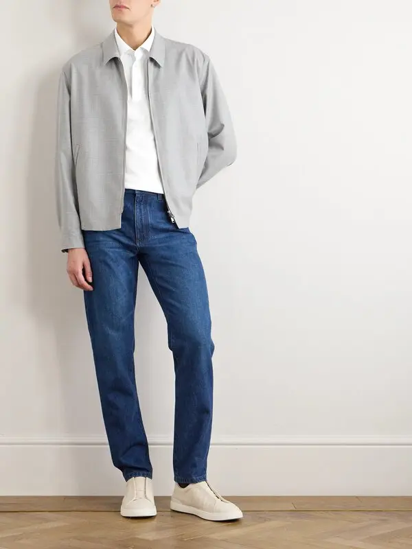 Zegna Leather-trimmed Cotton-piqué Polo Shirt - White