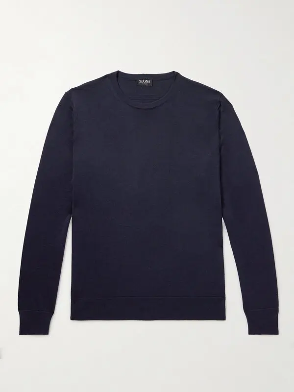 Zegna Cashmere And Silk-blend Sweater - Blue