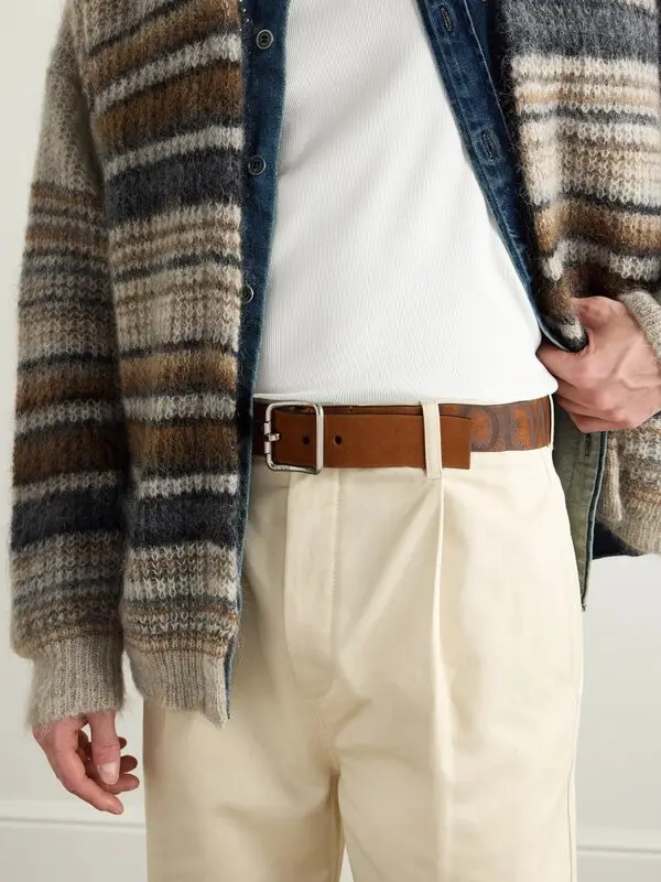 Loewe 3.5cm Logo-Debossed Suede Belt - Brown | Editorialist display picture 1