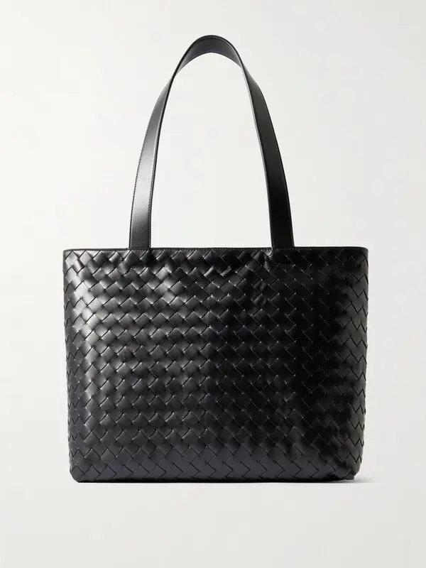 Bottega Veneta Avenue Small Intrecciato Leather Tote Bag - Black
