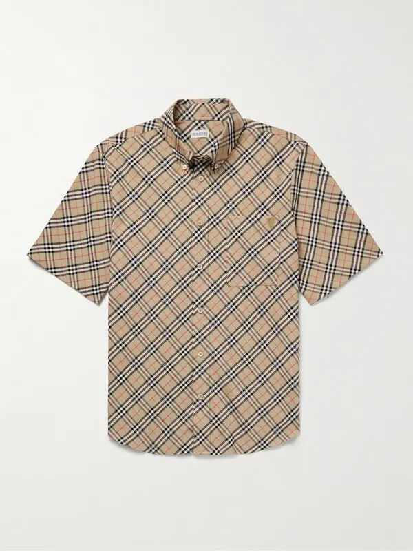 Burberry Slim-fit Button-down Collar Checked Cotton Oxford Shirt - Brown